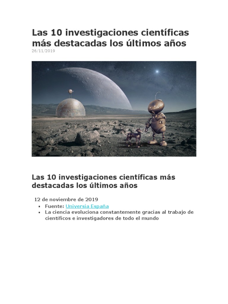 Las 10 Investigaciones Científicas Más Destacadas Los Últimos Años ...