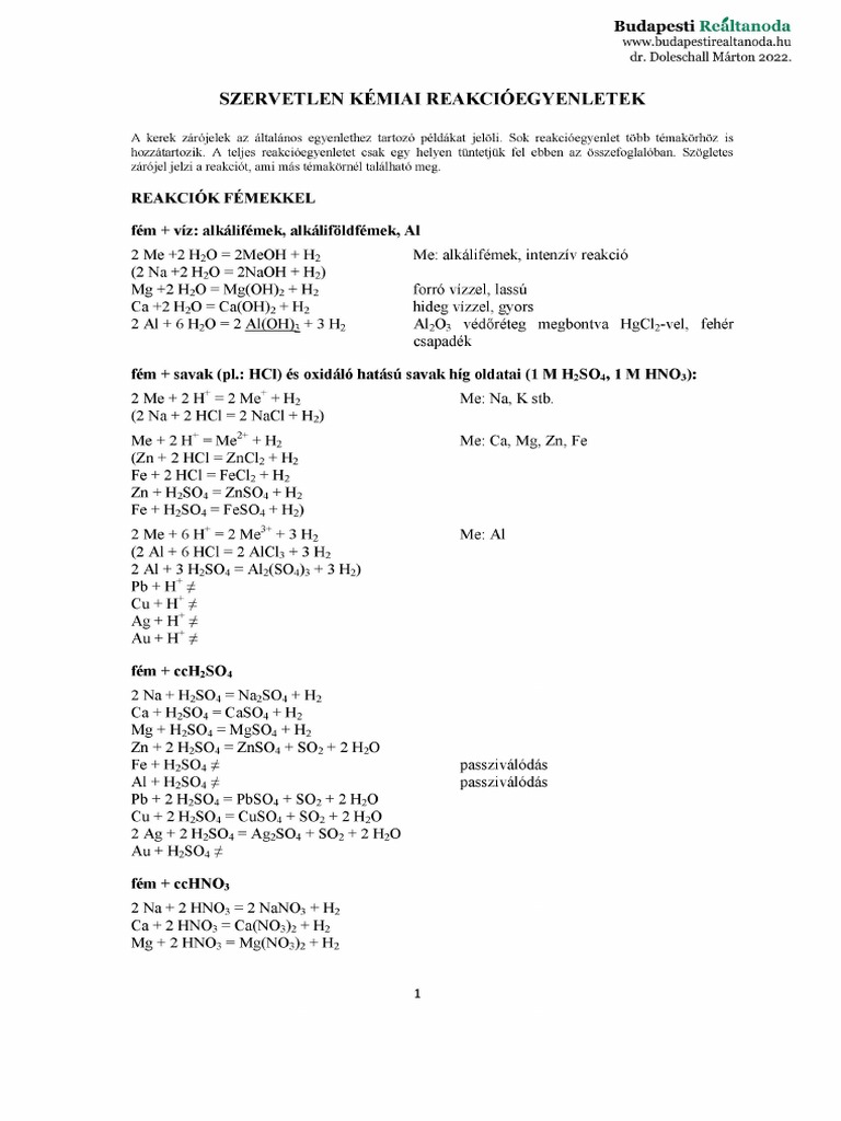 reakcióegyenletek.pdf | PDF