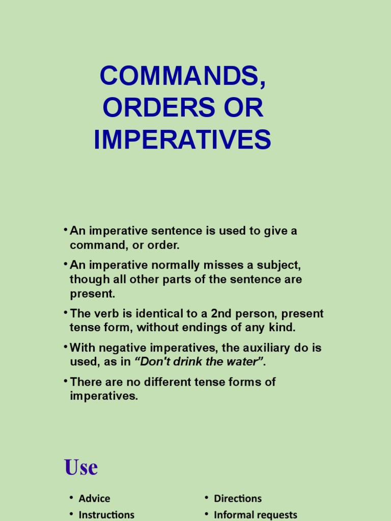 Commands, Orders or Imperatives | PDF
