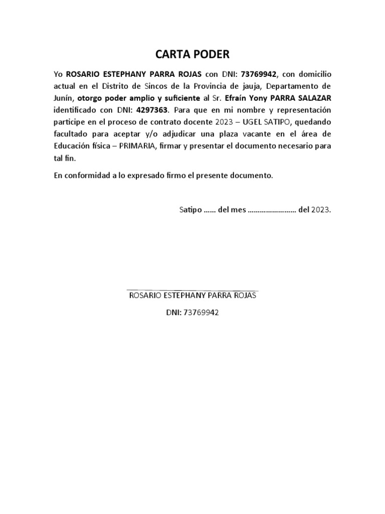 Carta Poder 2023 | PDF