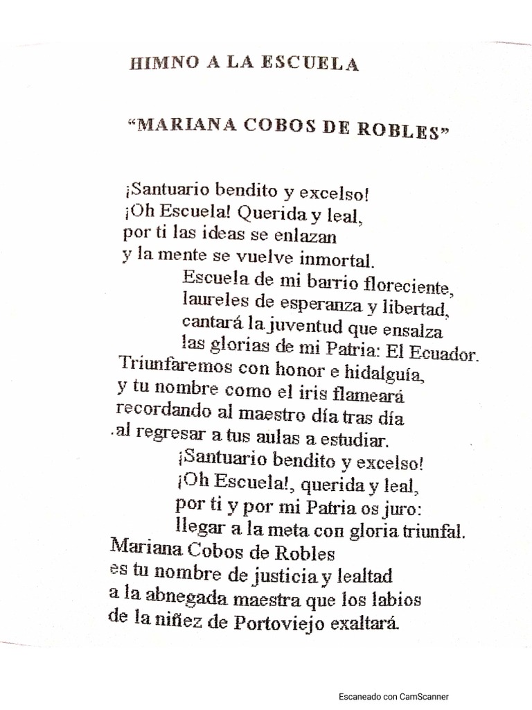 Himno A La Escuela | PDF