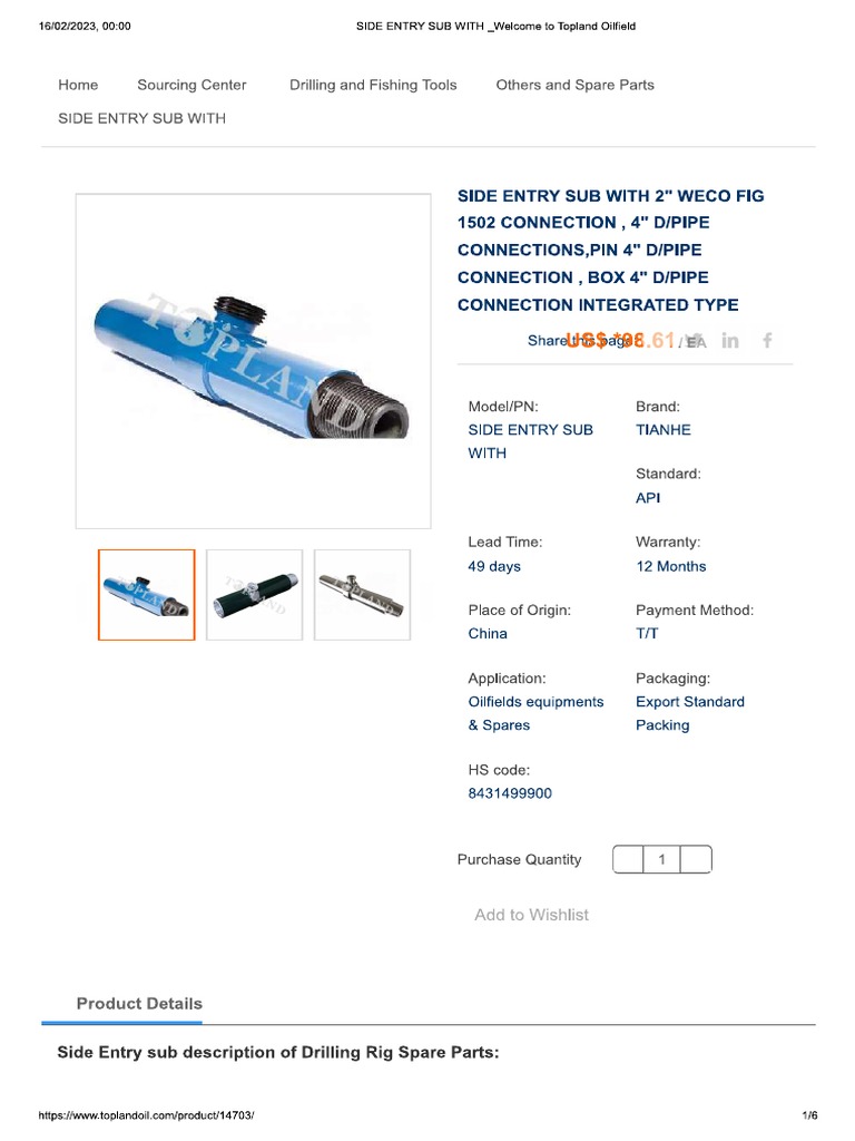 Side Entry Sub | PDF