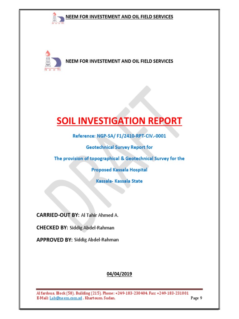 09 - 1. ITB-2023-45343 Kassala Health Citadel Geotech Report | PDF ...
