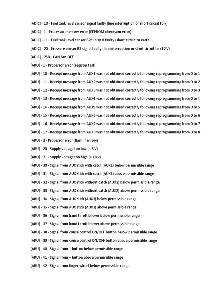 Diagnostic Error Codes Overview | PDF | Fuel Injection | Clutch