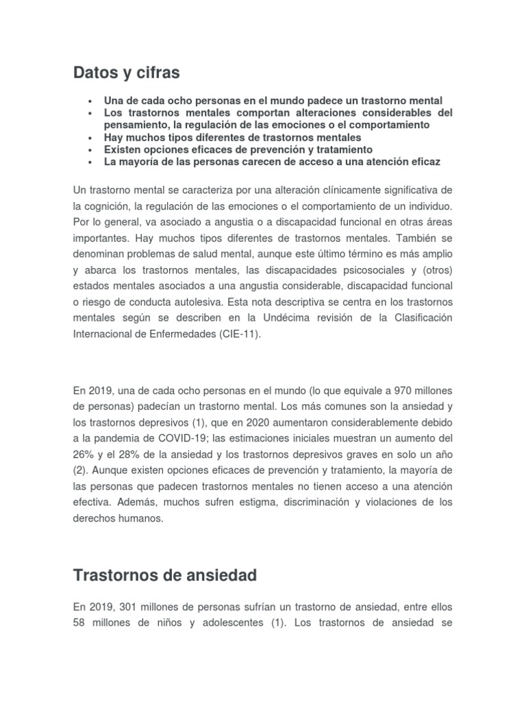Datos y Cifras PDF | PDF | Trastorno mental | Trastorno depresivo mayor