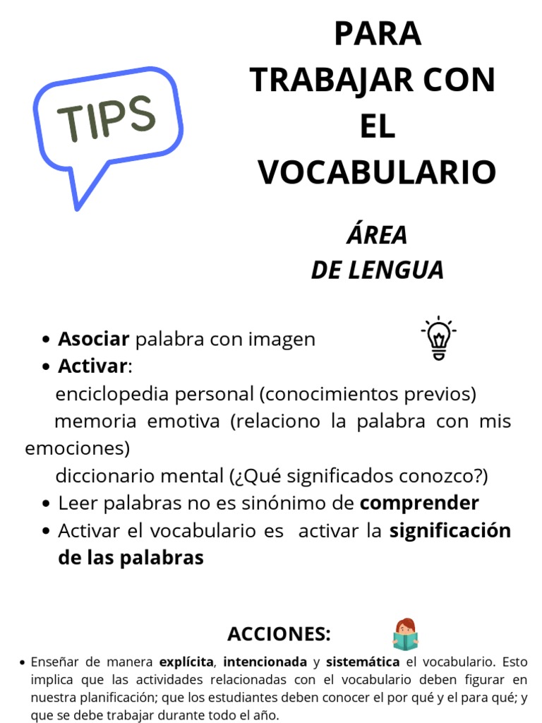 Tips para Trabajar Con El Vocabulario | PDF | Diccionario | Léxico