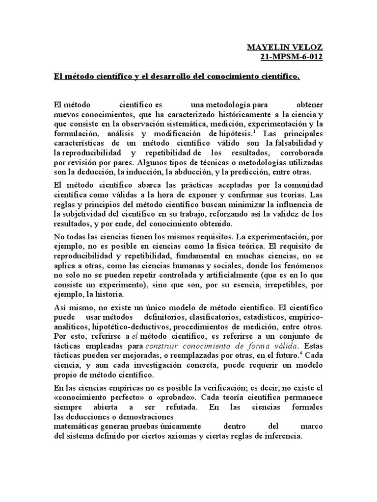 Mayelin Velo, 21-MPSM-6-012 | PDF | Método científico | Teoría