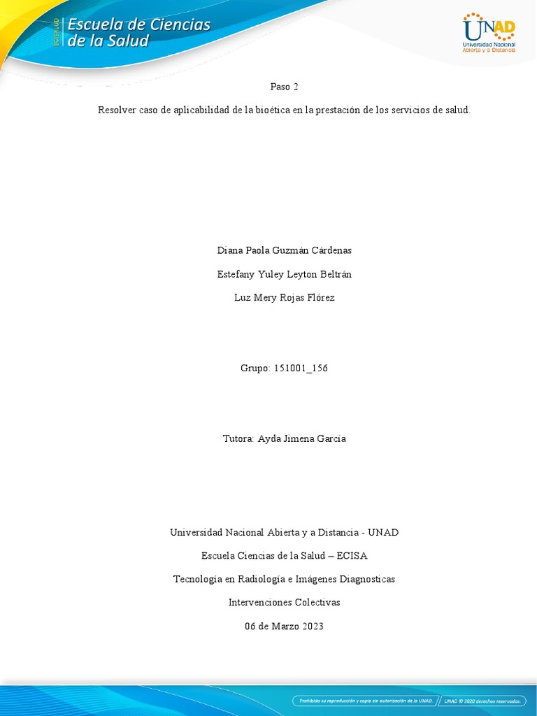 Paso 2-Resolver Caso de Aplicabilidad de La Bioética en La Prestación ...