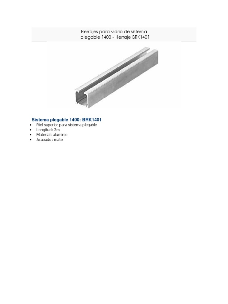 Herrajes Sistema Plegable 1400 Alfher | PDF