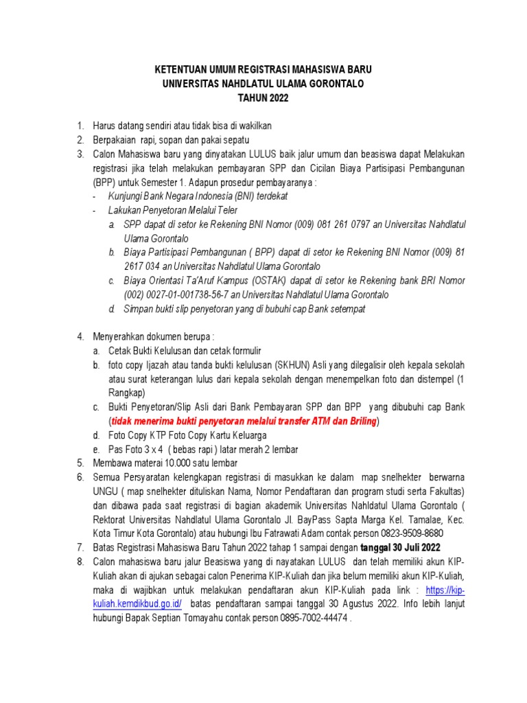Ketentuan Umum Registrasi Maba 2022 1 PDF | PDF