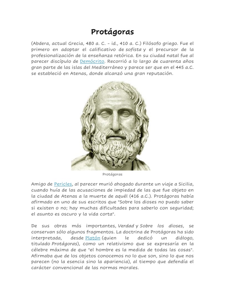 Protágoras PDF | PDF | Verdad | Relativismo