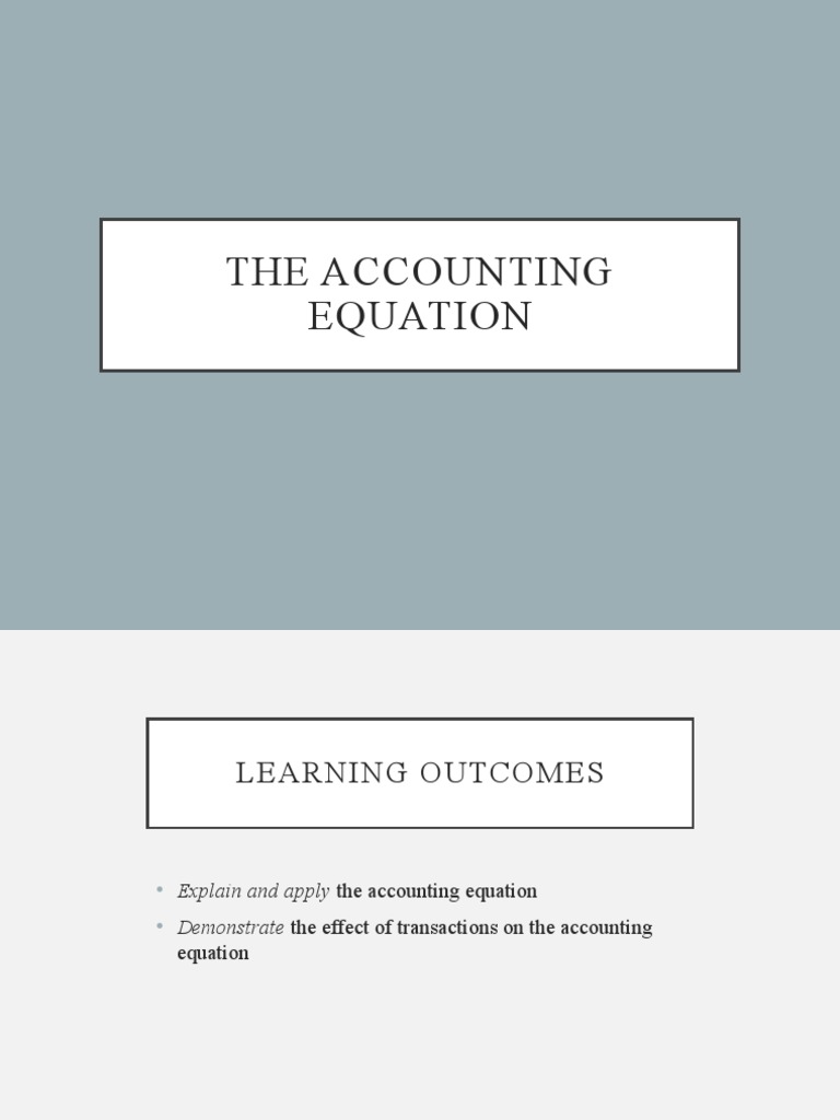 The Accounting Equation & Double Entry | PDF | Debits And Credits ...