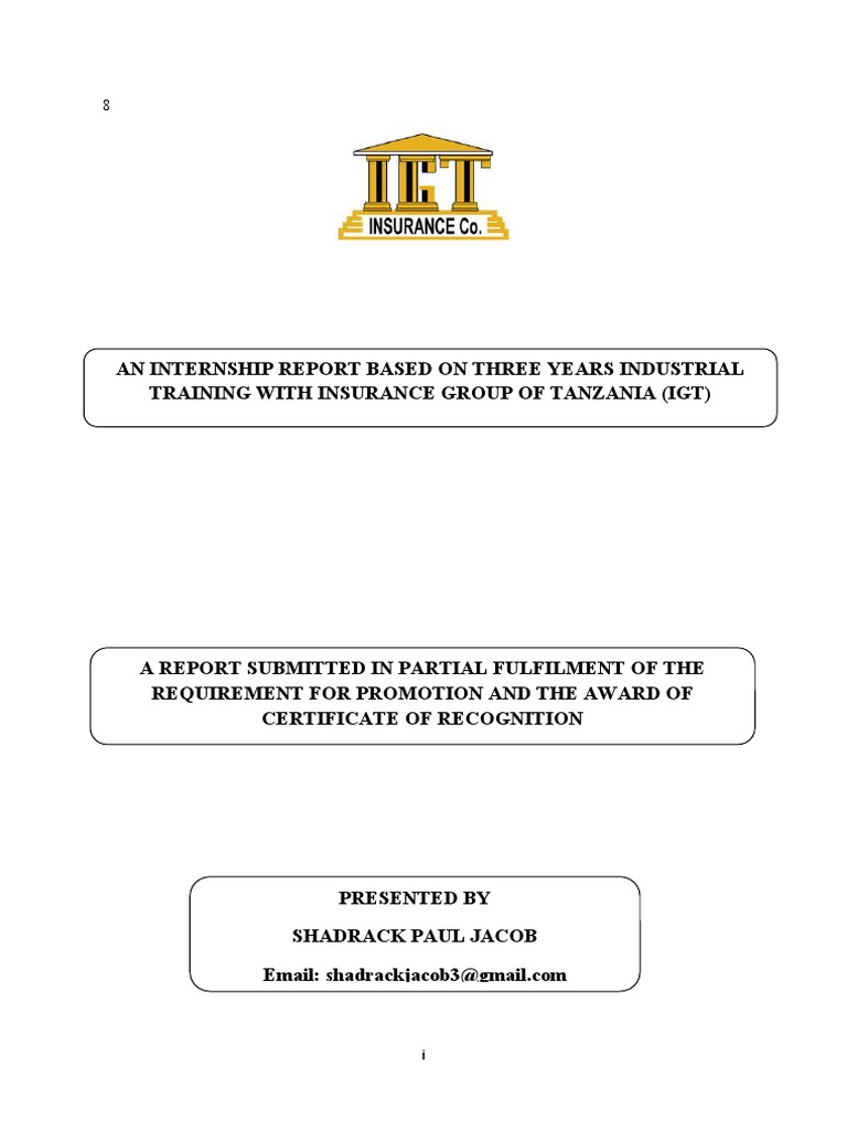 Internship Report Based On Insurance | PDF | Insurance | Liability ...