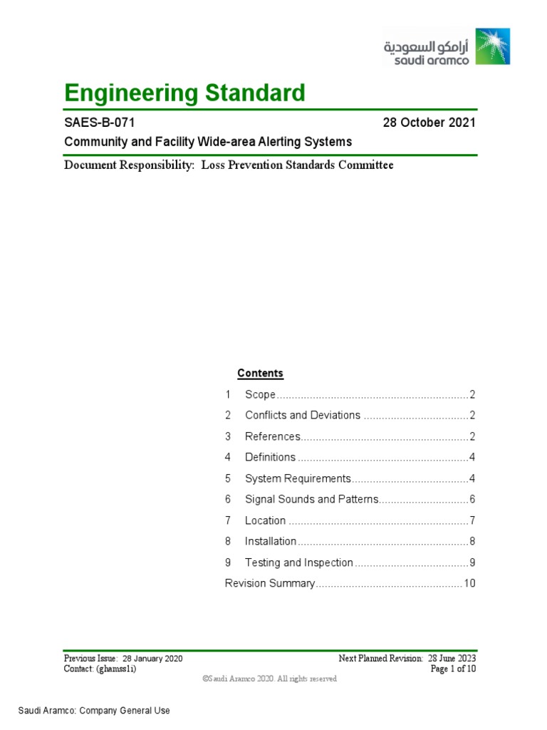 SAES-B-071 Editorial Revision (10-28-2021) | PDF | Decibel | Electrical ...