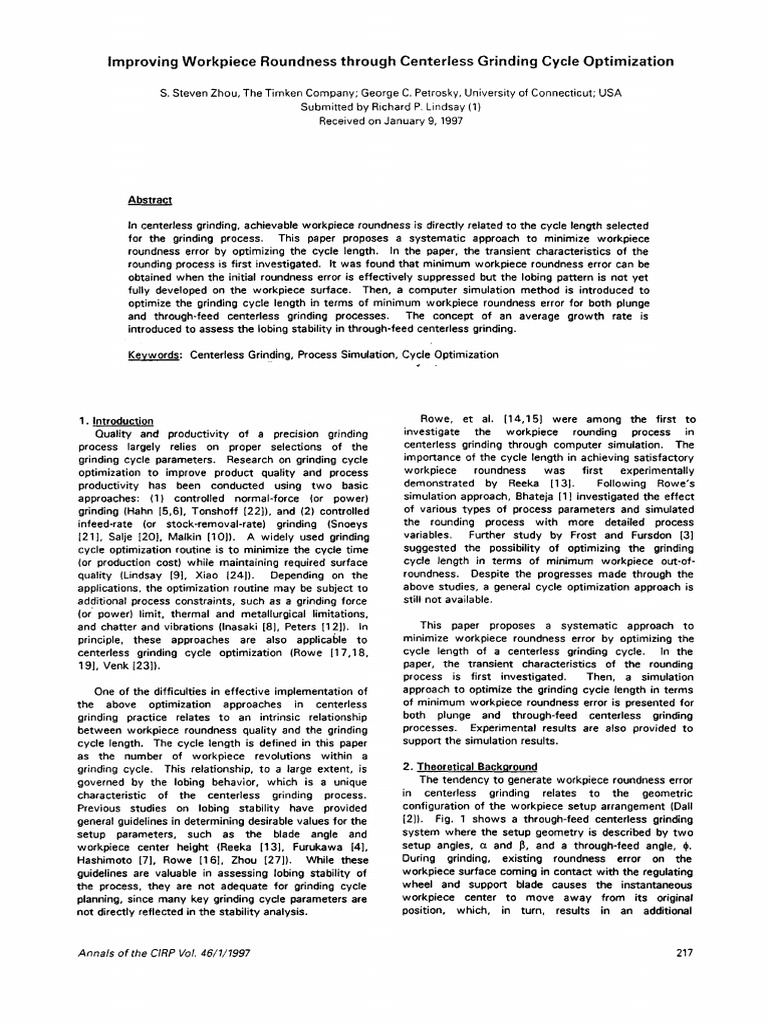 Optimize Centerless Grinding Roundness | PDF | Grinding (Abrasive ...
