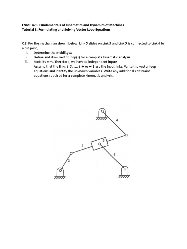 ENME 473 Tutorial 3: Kinematics and Dynamics of Machines | PDF