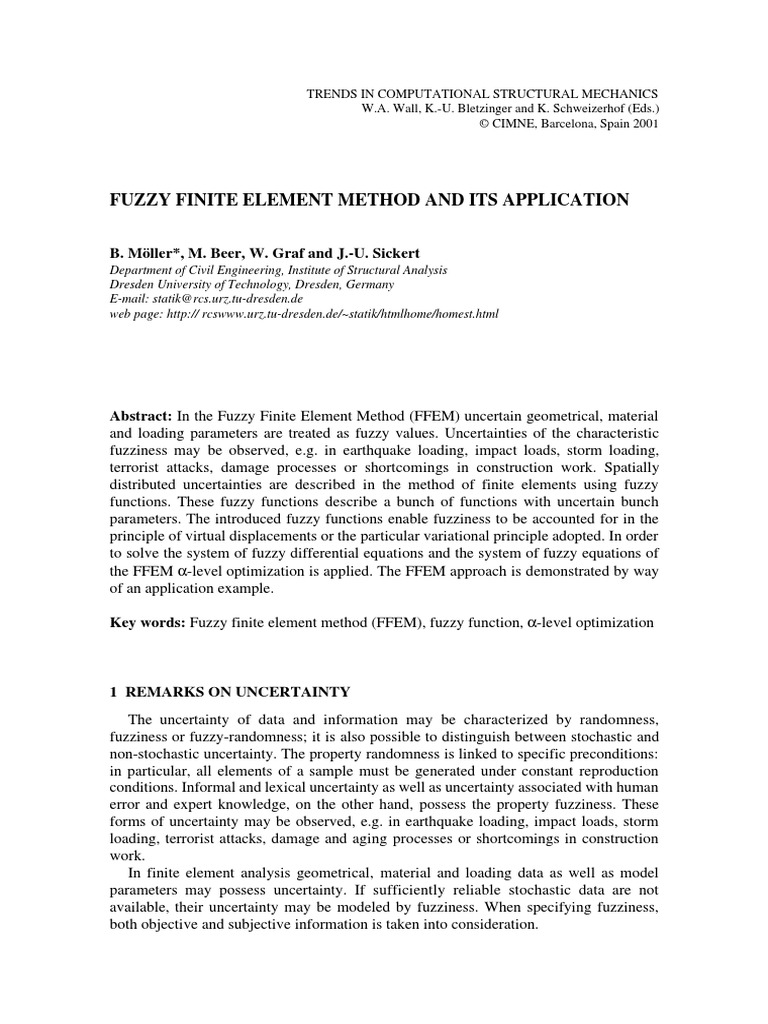 Fuzzy Finite Element Method And Its Application Pdf Function Mathematics Finite Element
