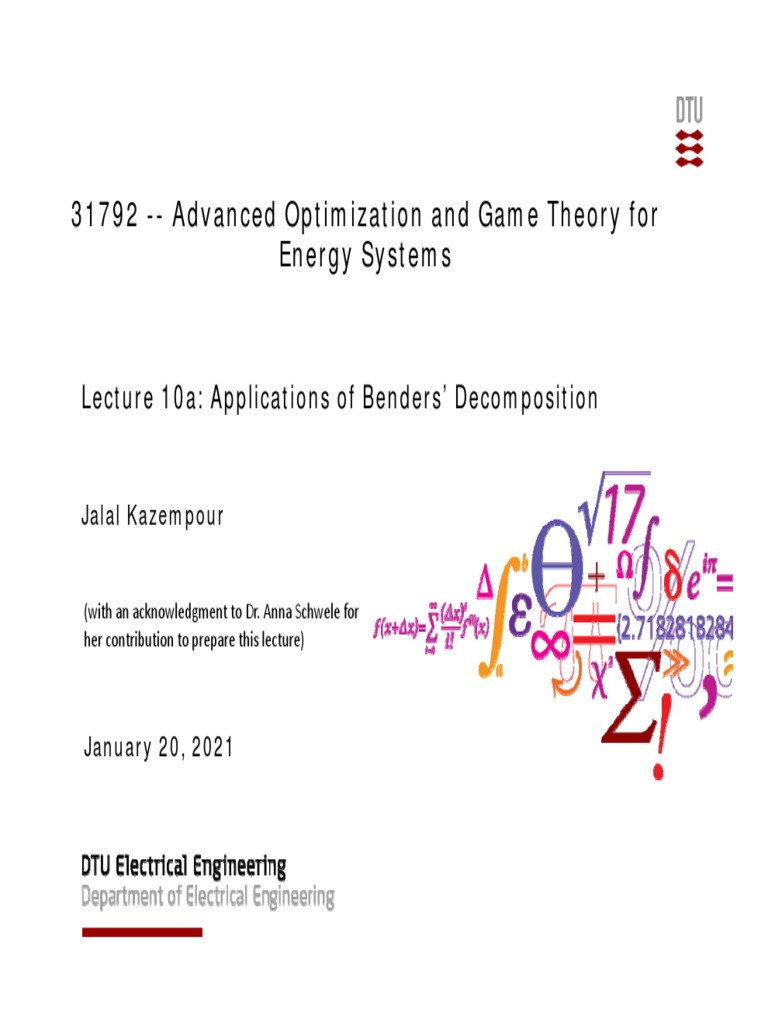 Applications of Benders' Decomposition for Stochastic Optimization | PDF | Mathematical ...