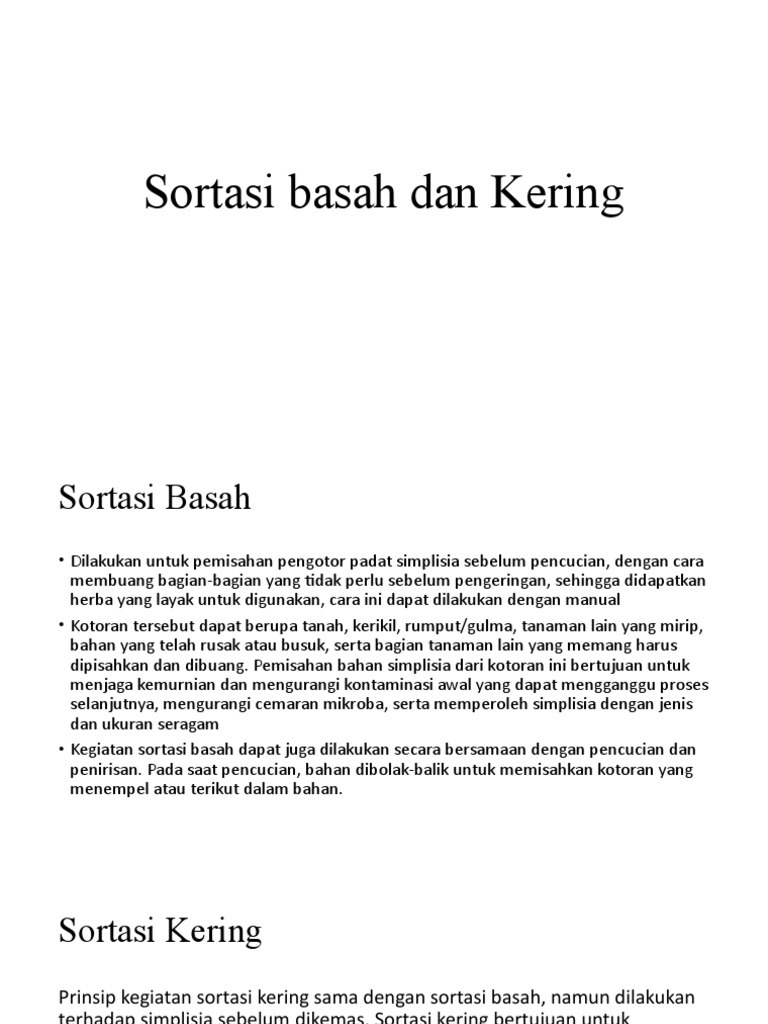 Sortasi Basah Dan Kering | PDF