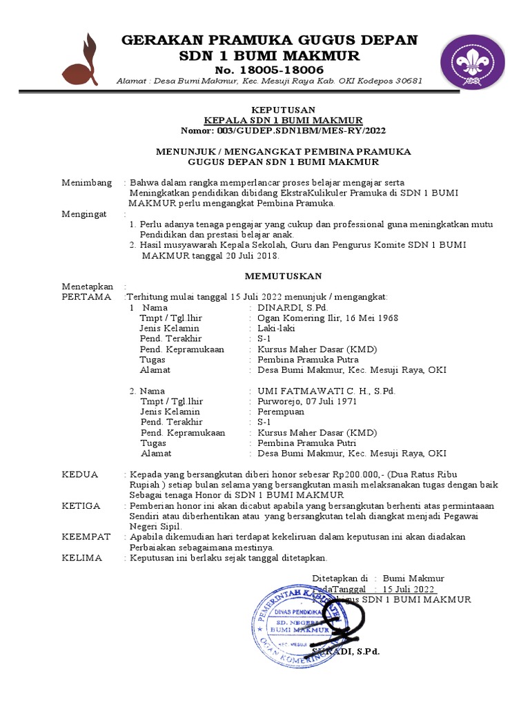 SK Pembina Pramuka | PDF