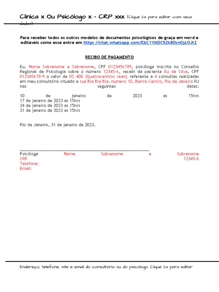 Modelo 2023 - Recibo Reembolso Plano de Saude | PDF