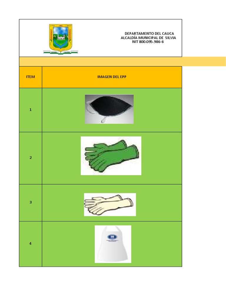 MATRIZ EPP - ASEO.xlsx | PDF | Guante | Seguridad y salud ocupacional