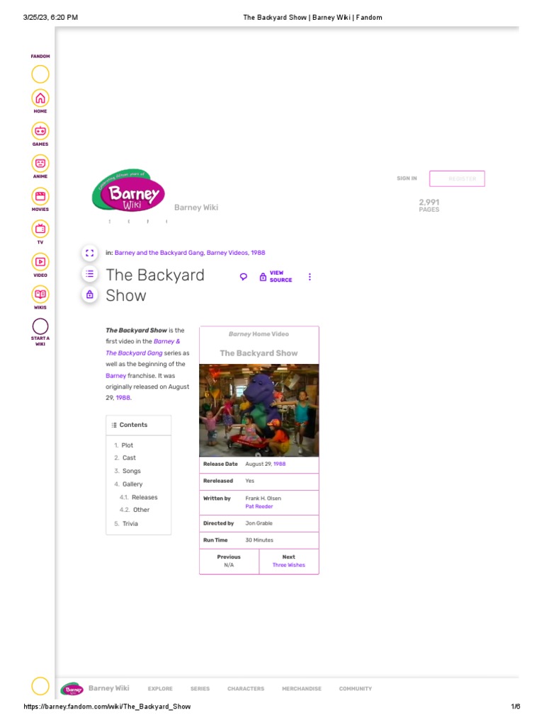 The Backyard Show - Barney Wiki - Fandom | PDF