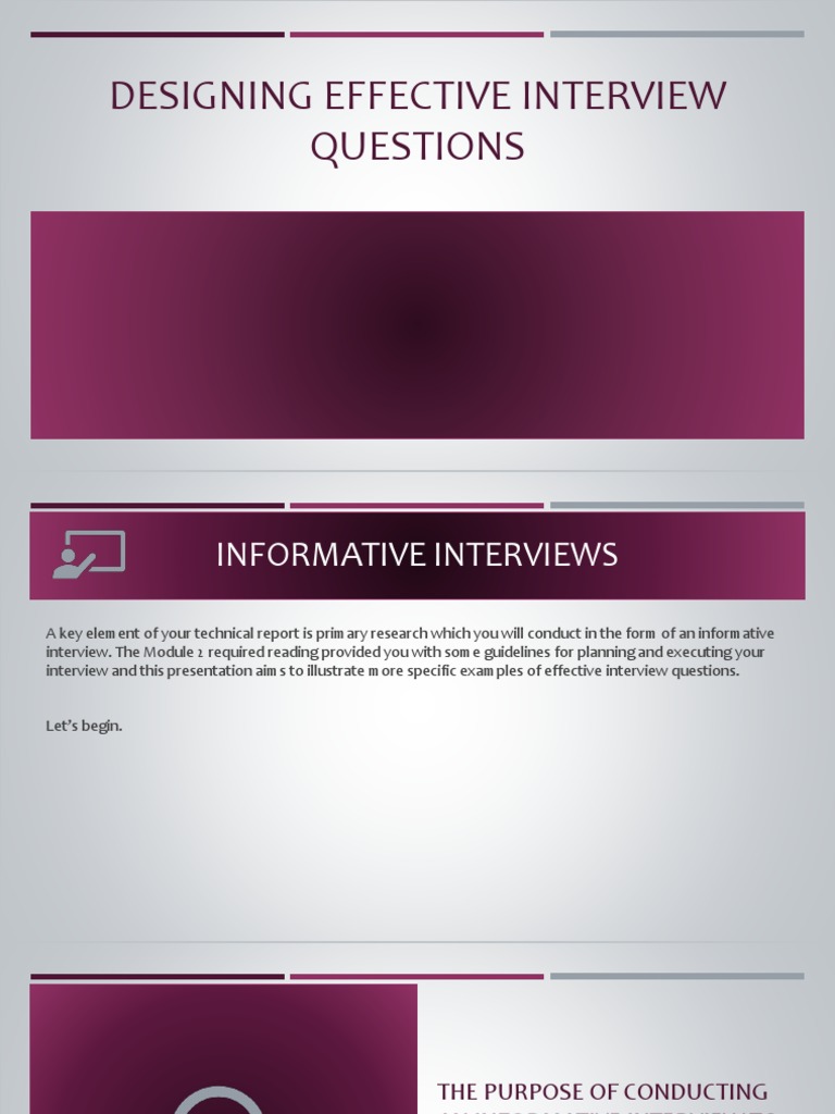 Designing Effective Interview Questions | PDF | Interview | Experience
