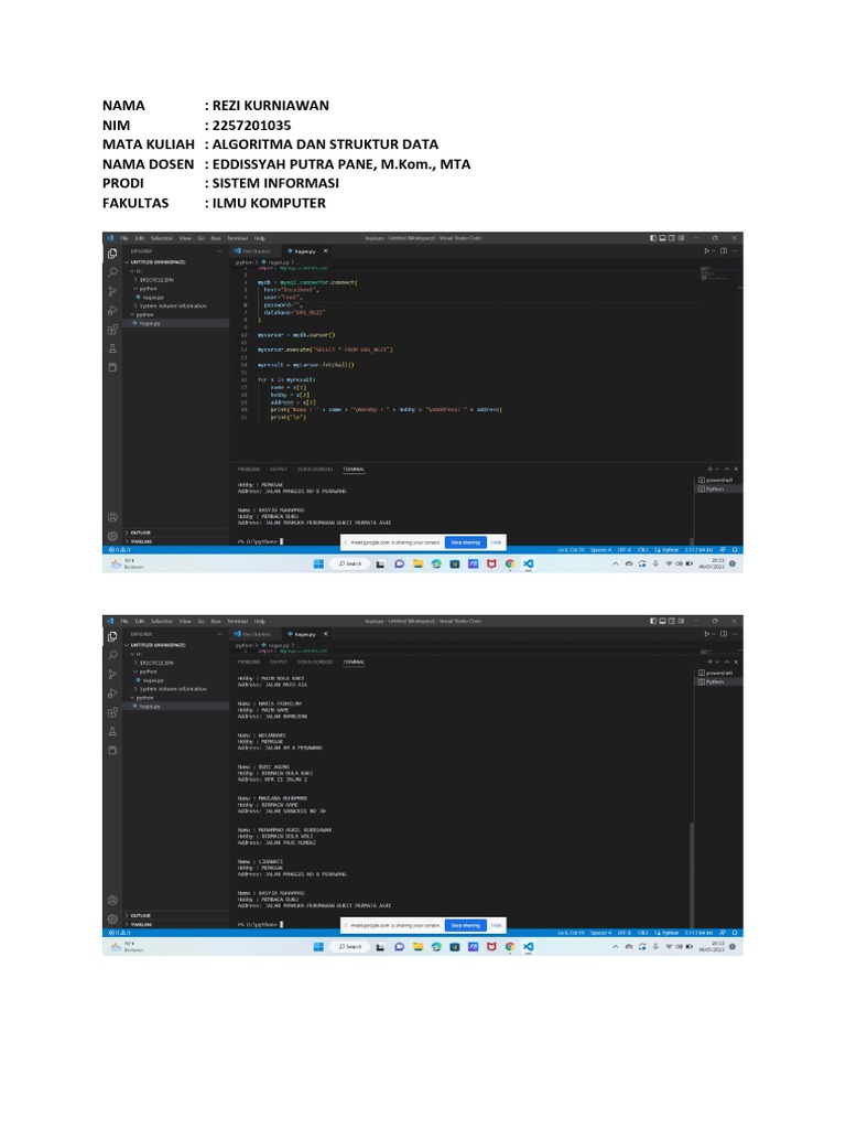 Tugas Algoritma Dan Struktur Data - Rezi Kurniawan | PDF