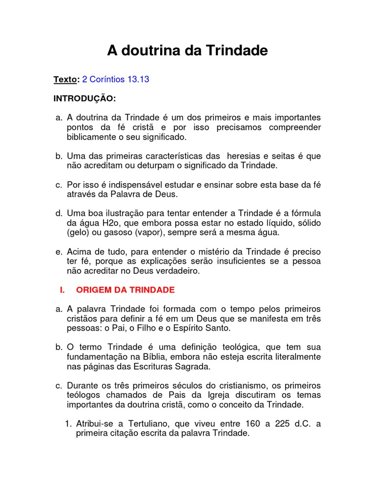A Doutrina Da Trindade | PDF | Trindade | Deus