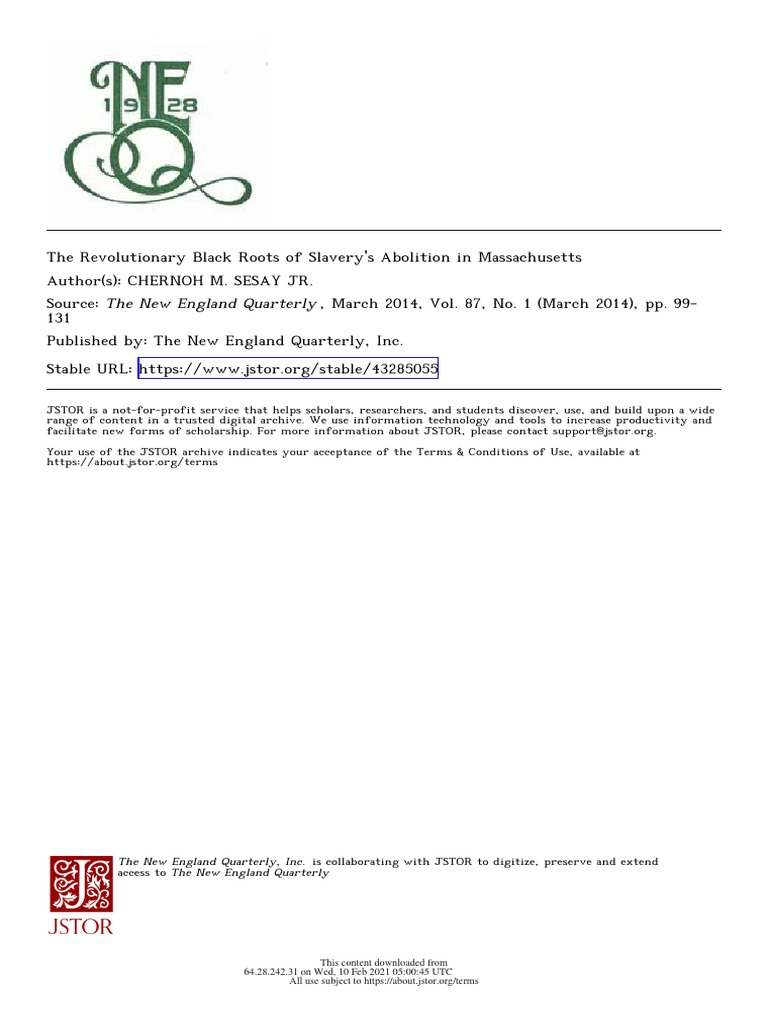 Felix Holbrook - Revolutionary Black Roots | PDF | Abolitionism | Slavery