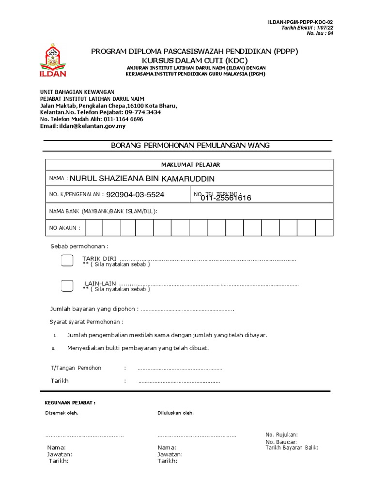 Program Diploma Pascasiswazah Pendidikan (PDPP) Kursus Dalam Cuti (KDC ...