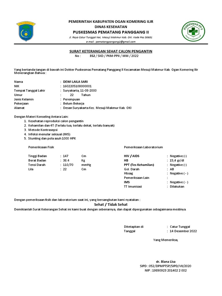 Surat Ket. Catin | PDF