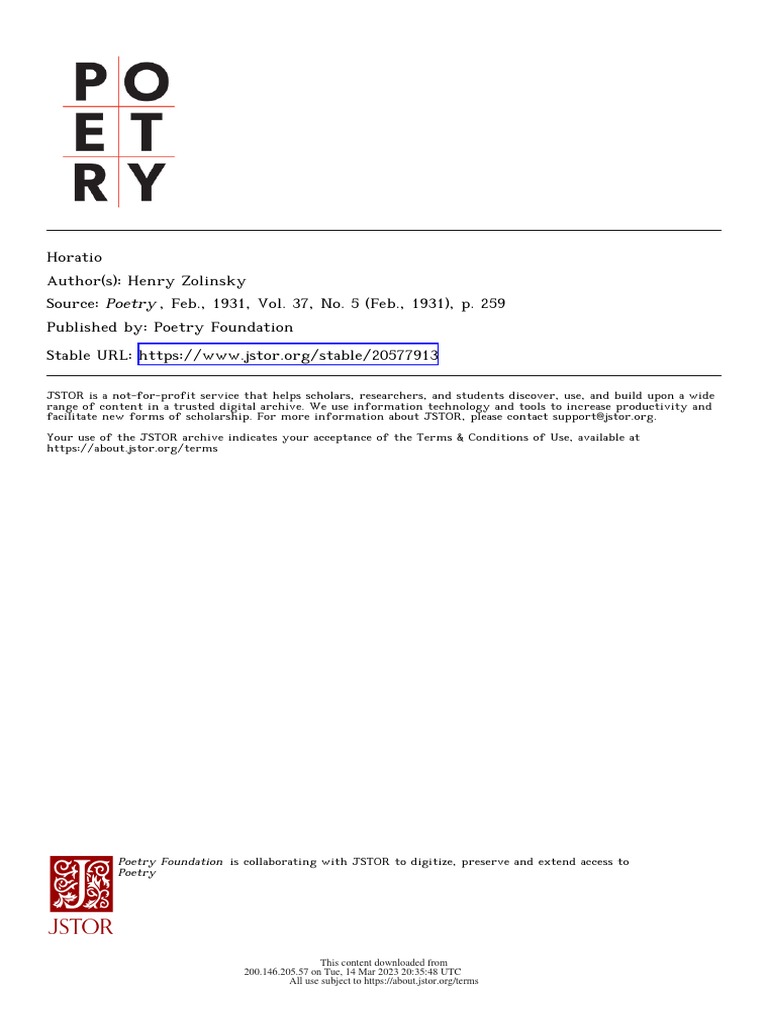 Poem - Horatio | PDF