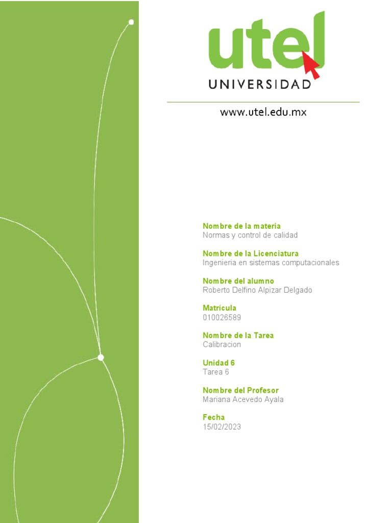 Normas y Control de Calidad Tarea 6 - Calibracion | PDF | Calibración ... Normas y Control de Calidad Tarea 6 - Calibracion | PDF | Calibración ...