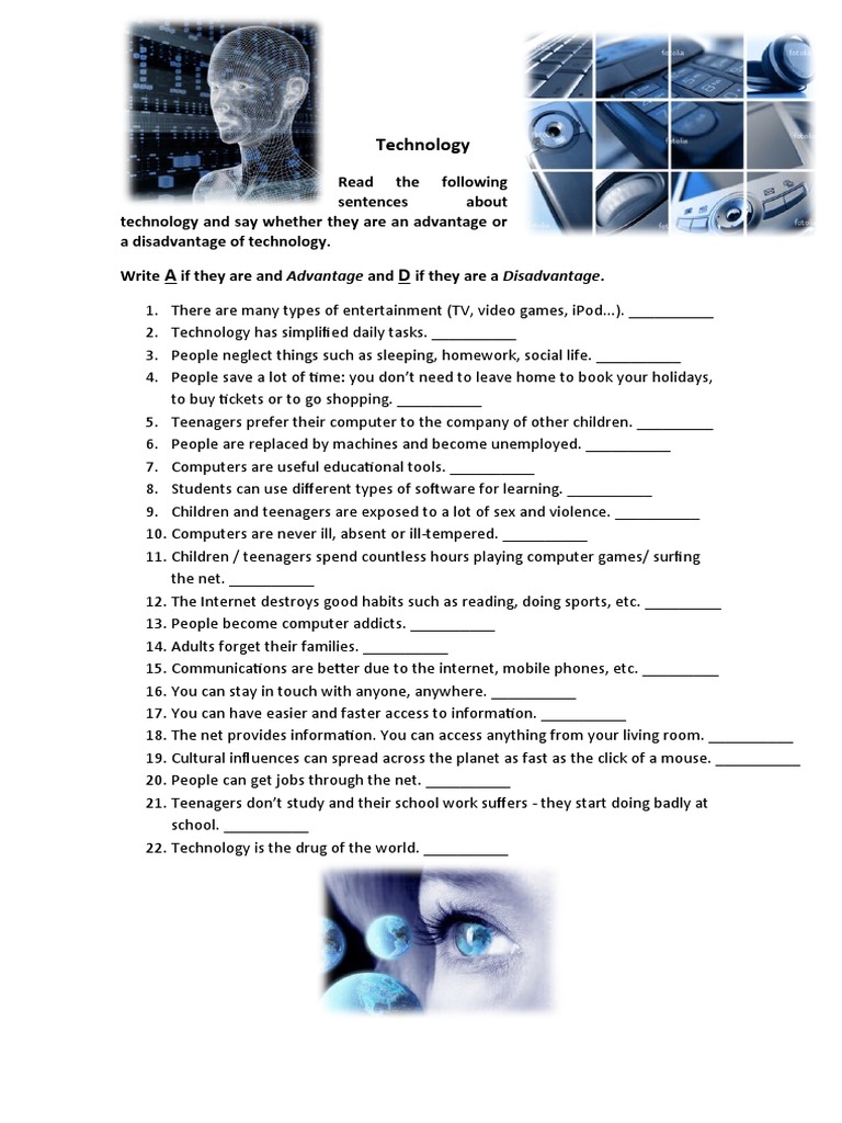 Advantages and Disadvantages of Technology | PDF | Games & Activities ...