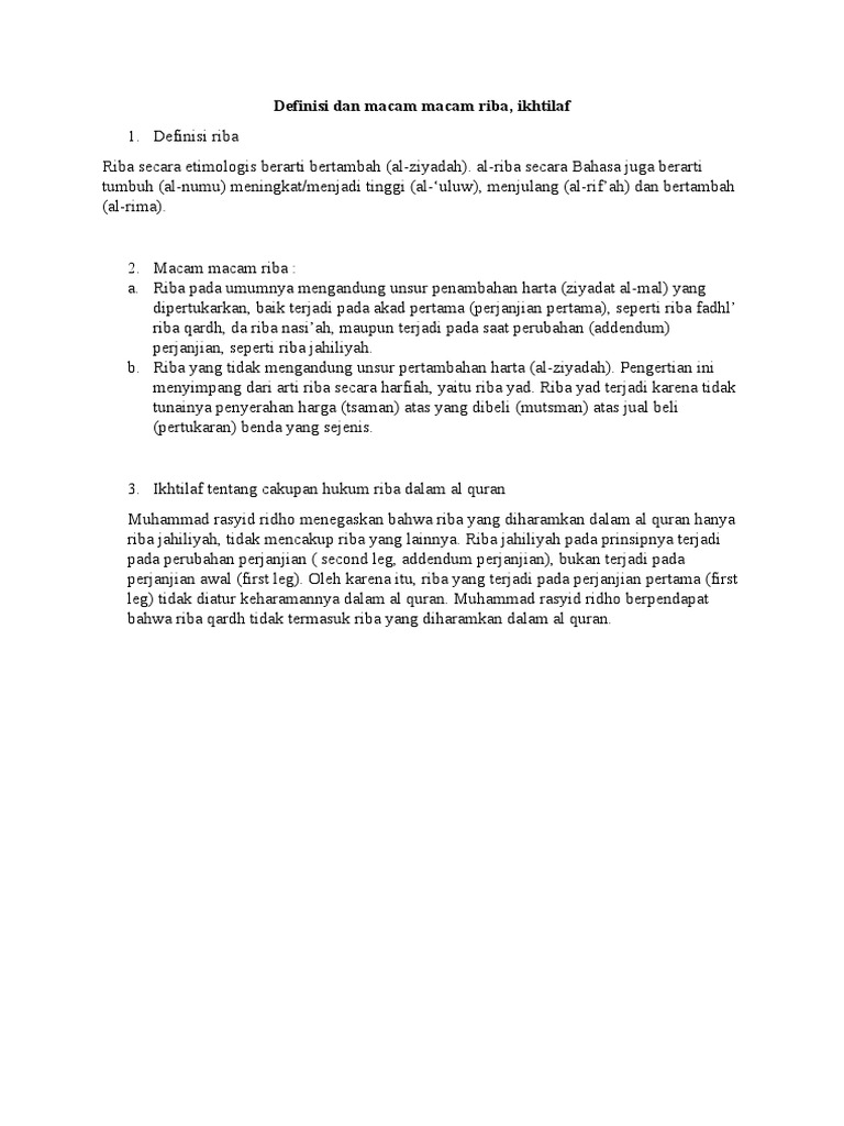 Definisi Dan Macam Macam Riba | PDF