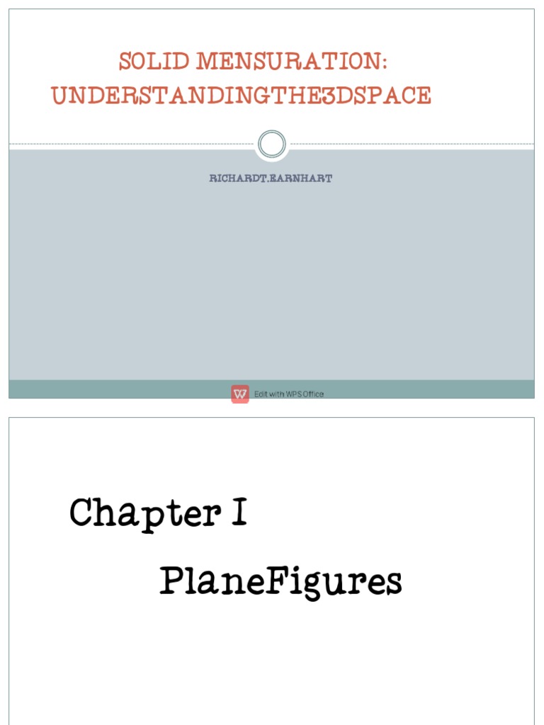 Solid Mensuration Understanding The 3d Space Richard T Earnhart | PDF | Triangle | Area