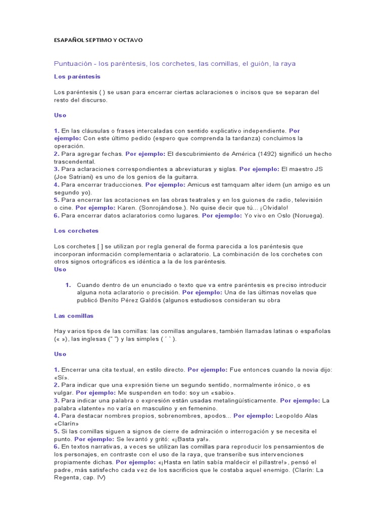 Uso de signos de puntuación en español | PDF | Comillas | Gramática