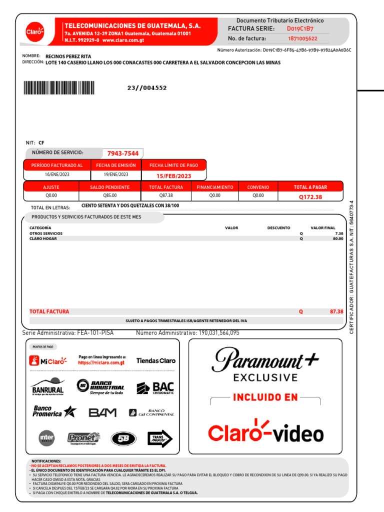 Factura 001811133 0079437544 | PDF | Factura | Contabilidad