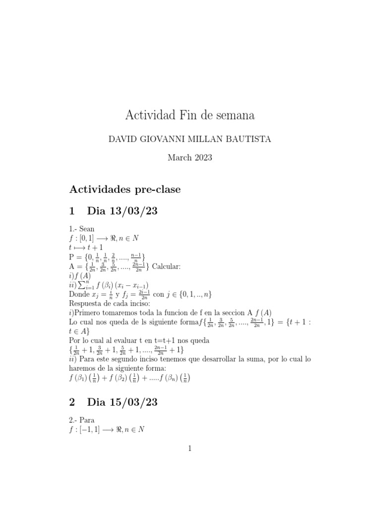 Actividad Fin de Semana 13 03 PDF | PDF | Matemáticas | Análisis matemático