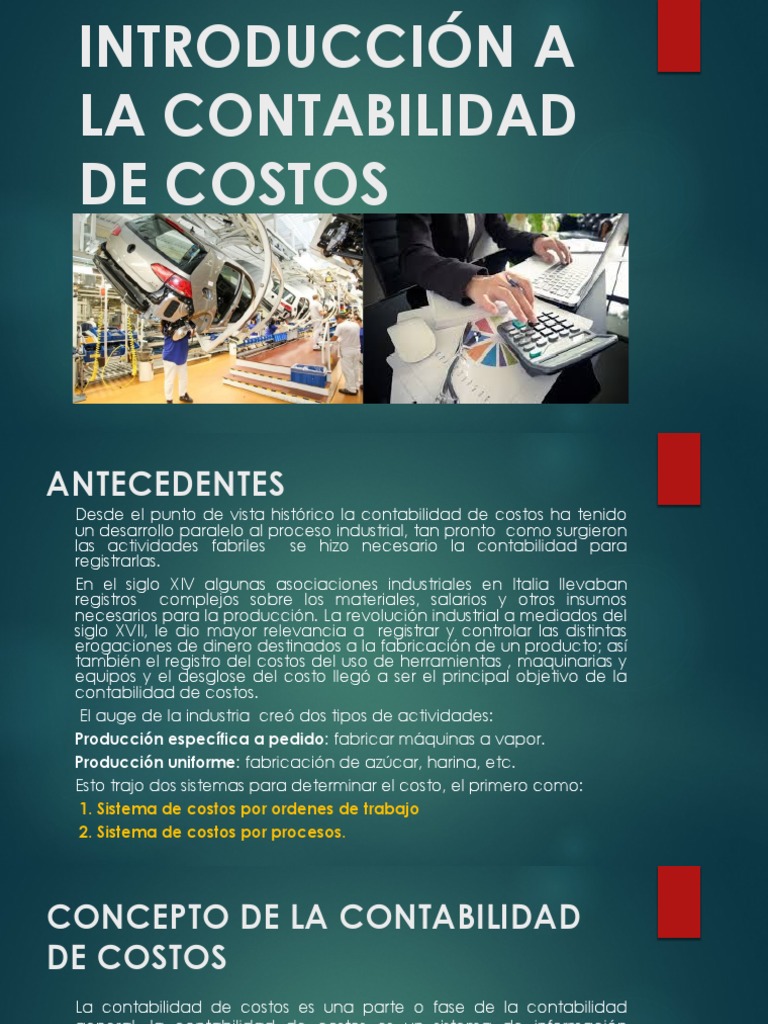 Introducción a la contabilidad de costos: conceptos básicos y clasificación de costos | PDF ...