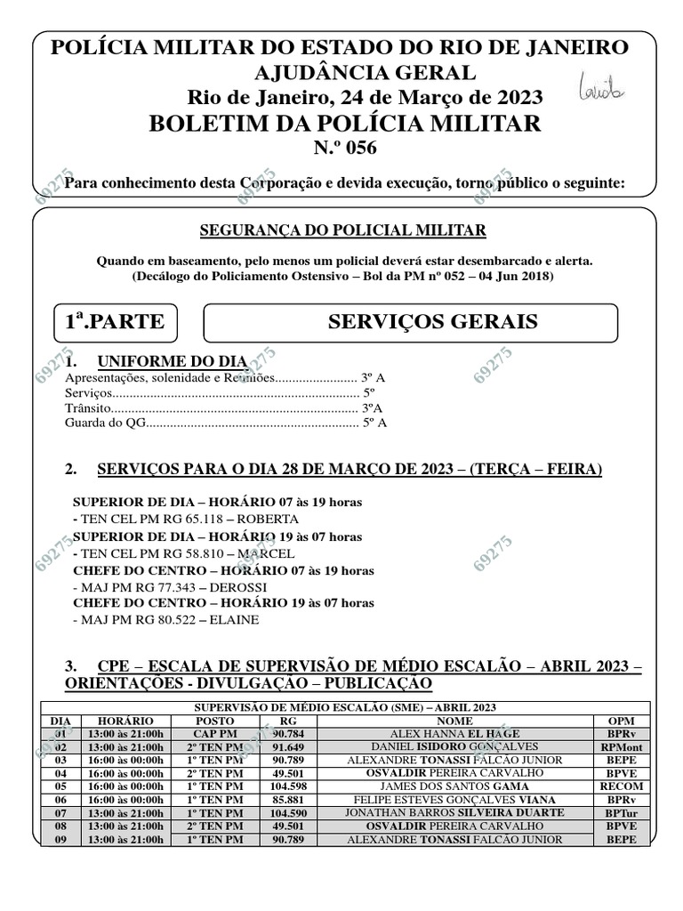 Bol PM 056 24 Mar 2023 PDF | PDF | Polícia | Desenvolvimento profissional