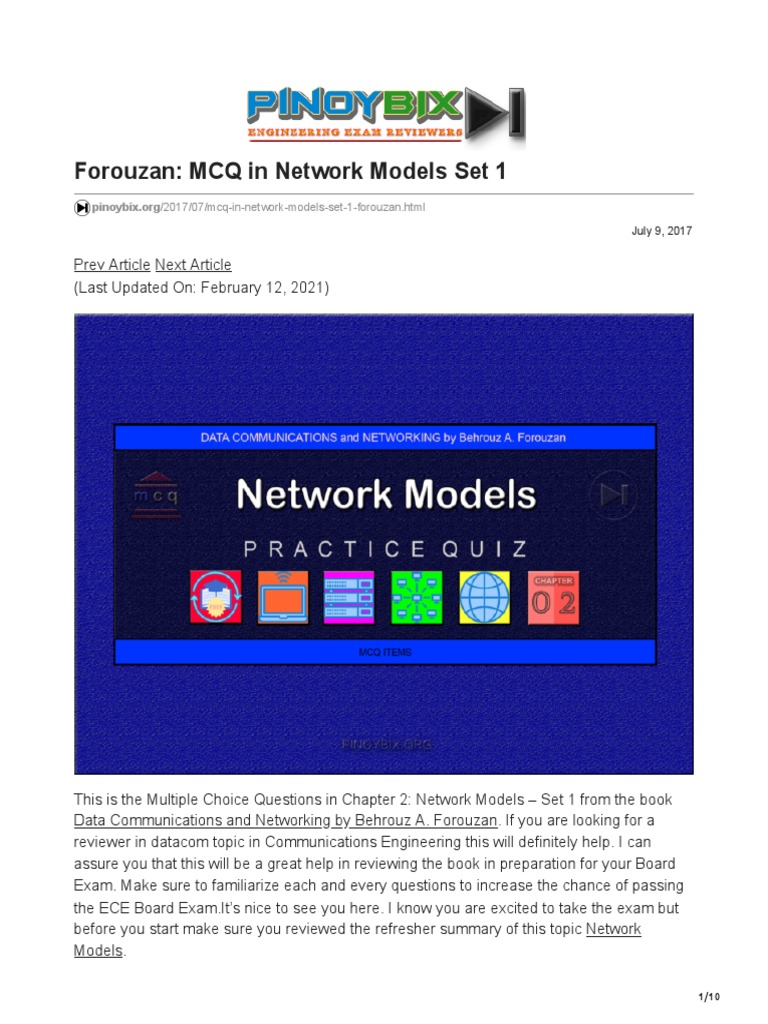 Forouzan MCQ in Network Models Set 1 | PDF | Internet Protocol Suite ...