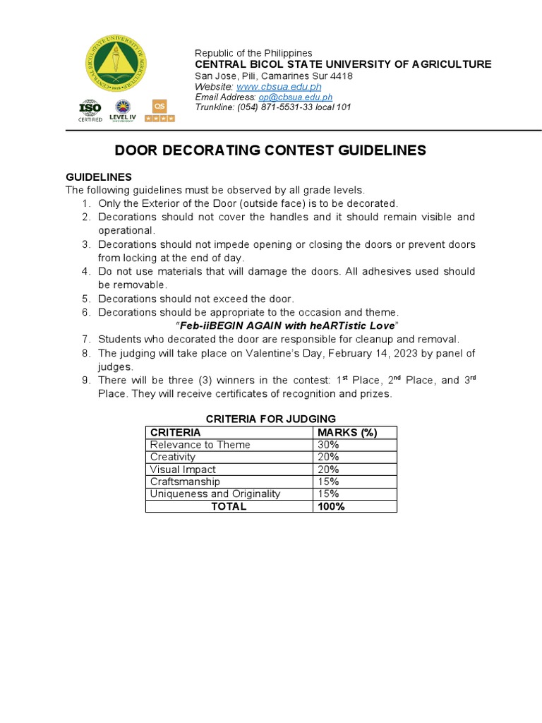 Door Decorating Contest Guidelines | PDF