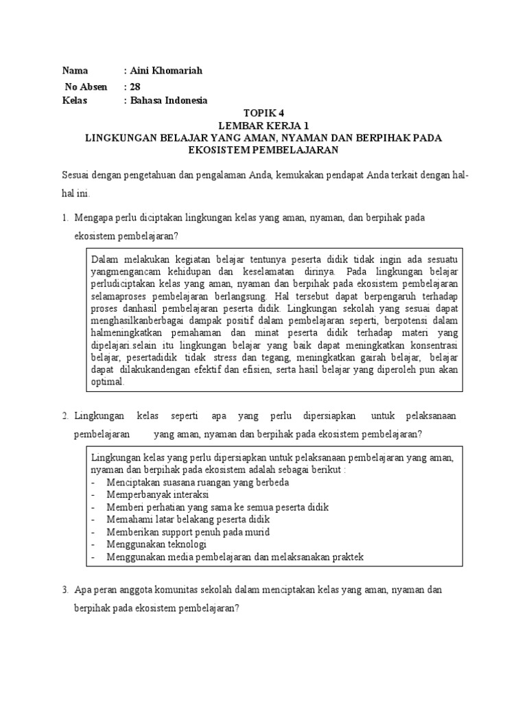 Aini Khomariah - LK1 Topik4 - T4-2 Mulai Dari Diri | PDF
