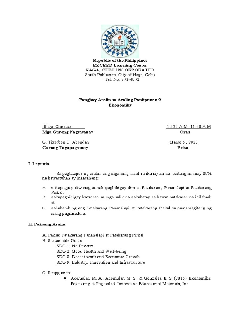 Aralin 18 - Patakarang Pananalapi at Patakarang Piskal Illaga | PDF