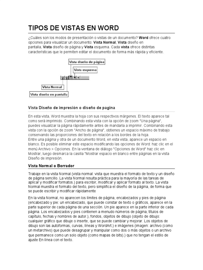 Tipos de Vistas en Word | Descargar gratis PDF | Ventana (informática ...