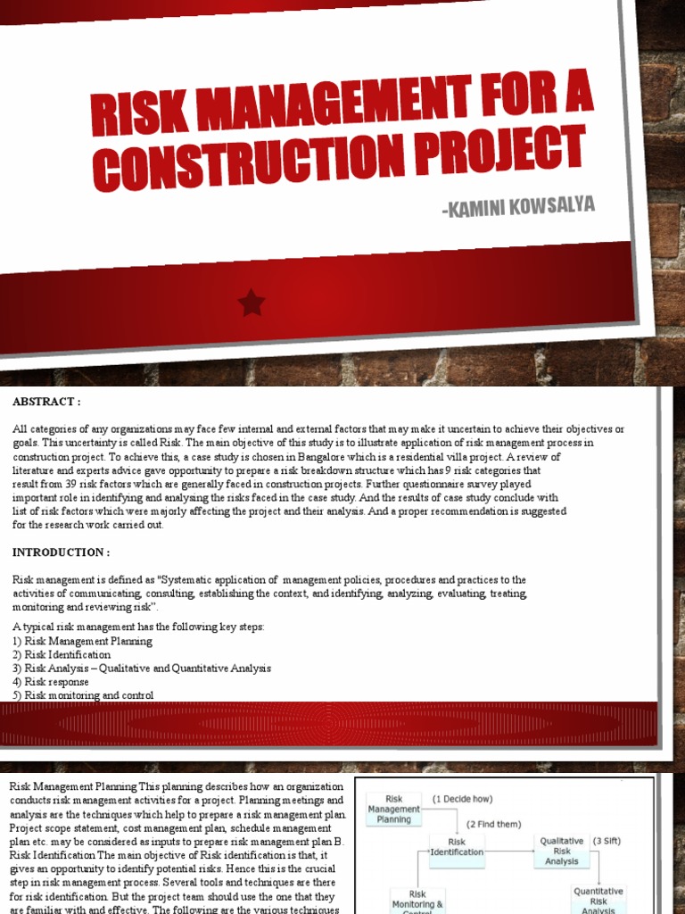 Risk Management For A Construction Project | PDF | Risk | Risk Management