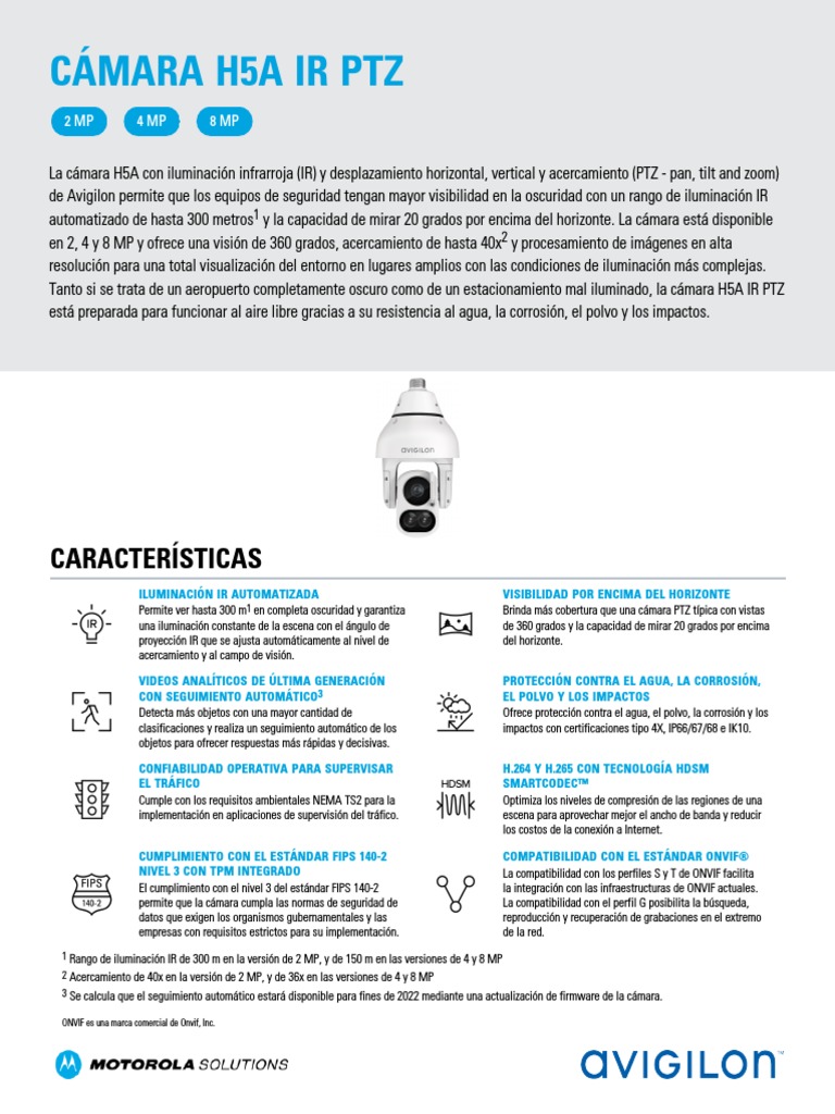 avigilon-h5airptz-camera-datasheet-es | PDF | Marca comercial | Informática